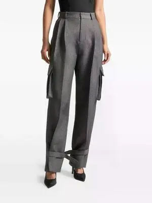Manière De Voir Textured Pleated Marl Tailored Cargo Pants