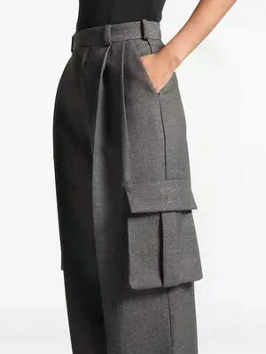 Manière De Voir Textured Pleated Marl Tailored Cargo Pants