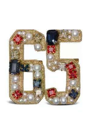 Thom Browne Crystal-embellished Number Brooch - Gold