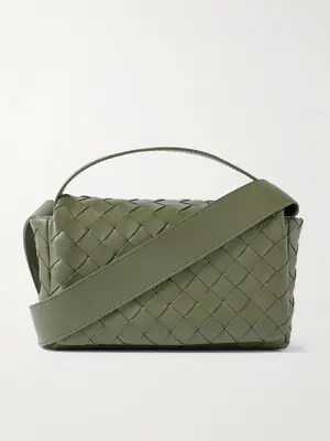 Bottega Veneta Intrecciato Leather Messenger Bag - Green