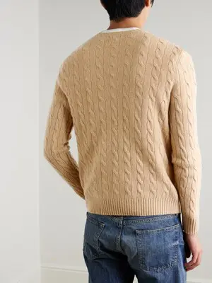 Polo Ralph Lauren Cable Knit Wool And Cashmere-blend Sweater - Brown