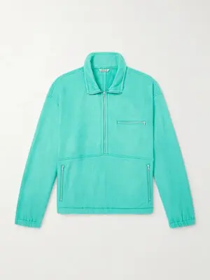 Auralee Silk-fleece Half-zip Sweatshirt - Green