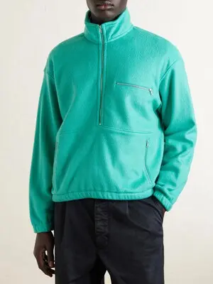 Auralee Silk-fleece Half-zip Sweatshirt - Green