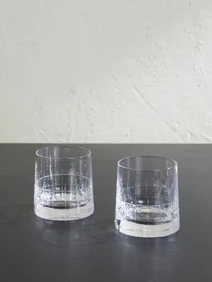Christofle Graphik Set Of Two Double Old Fashioned Glasses - Neutrals