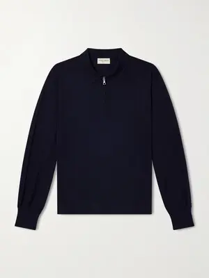 Officine Générale Wool Half-zip Polo Sweater - Blue