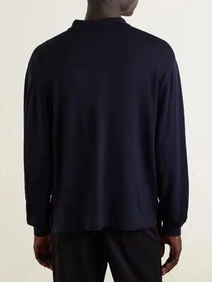 Officine Générale Wool Half-zip Polo Sweater - Blue