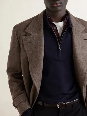 Officine Générale Wool Half-zip Polo Sweater - Blue