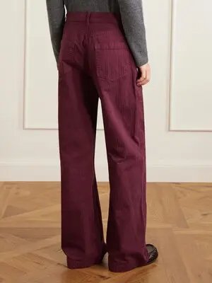 THE ELDER STATESMAN Herringbone Cotton Wide-leg Pants