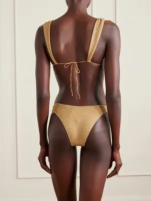 Oseree Lumière Embellished Metallic Triangle Bikini