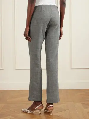Magda Butrym Broderie Anglaise-trimmed Herringbone Flared Pants - Gray