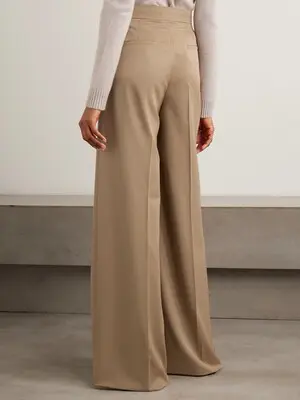 Max Mara Quorum Pleated Wool-twill Wide-leg Pants - Brown
