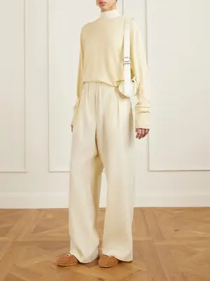 JIL SANDER Wool-ripstop Wide-leg Pants - Neutrals