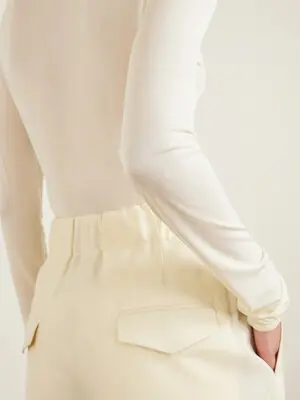 JIL SANDER Wool-ripstop Wide-leg Pants - Neutrals