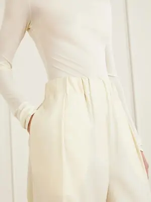 JIL SANDER Wool-ripstop Wide-leg Pants - Neutrals