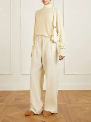 JIL SANDER Wool-ripstop Wide-leg Pants - Sand