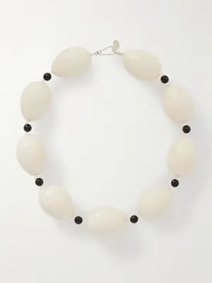GOHAR WORLD Host Egg Silver, Porcelain And Quartz Necklace - White
