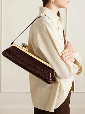 Jacquemus Salon Croc-effect Patent-leather Clutch - Brown