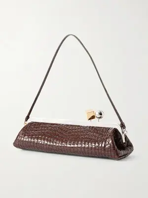 Jacquemus Salon Croc-effect Patent-leather Clutch - Brown