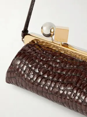 Jacquemus Salon Croc-effect Patent-leather Clutch - Brown