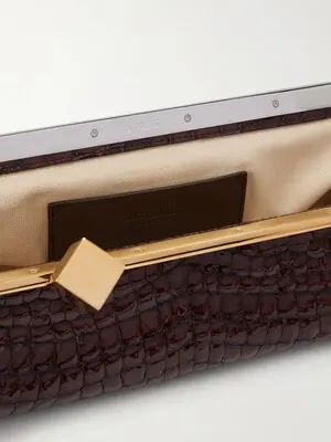 Jacquemus Salon Croc-effect Patent-leather Clutch - Brown