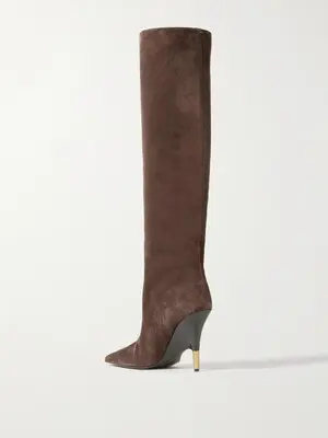 Khaite Bella Suede Knee Boots - Brown