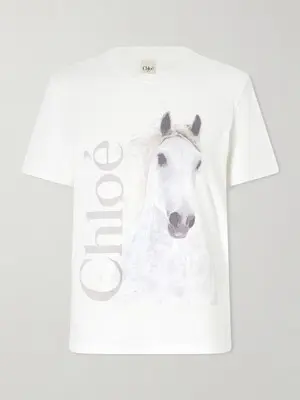 Chloé Printed Organic Cotton-jersey T-shirt - White