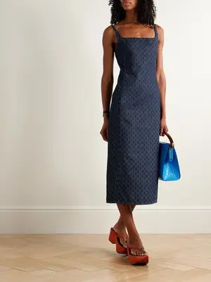 Dries Van Noten Printed Denim Midi Dress