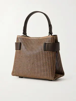 Brunello Cucinelli Essence Small Bead-embellished Perforated Metallic Leather Shoulder Bag