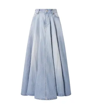 Balenciaga Godet Paneled Denim Maxi Skirt - Blue