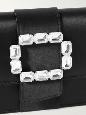 Manolo Blahnik Maycapjou Crystal-embellished Satin Clutch - Black