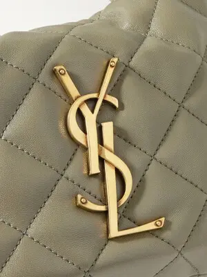 Saint Laurent Icarino Matelassé Leather Tote - Green