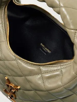 Saint Laurent Icarino Matelassé Leather Tote - Green