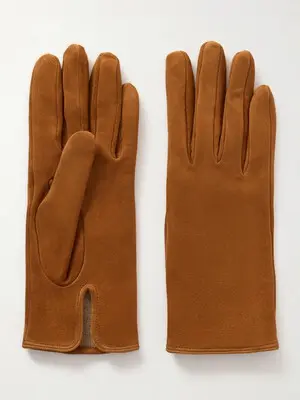 Nour Hammour Suede Gloves - Brown