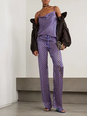 Dries Van Noten Striped Devoré-velvet Straight-leg Pants
