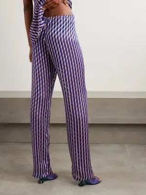 Dries Van Noten Striped Devoré-velvet Straight-leg Pants