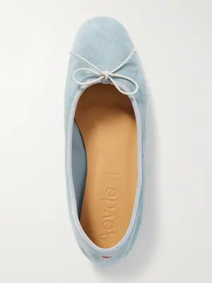 AeydĒ Tiby Bow-detailed Suede Ballet Flats - Blue