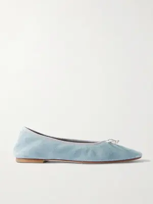 AeydĒ Tiby Bow-Detailed Suede Ballet Flats Blue