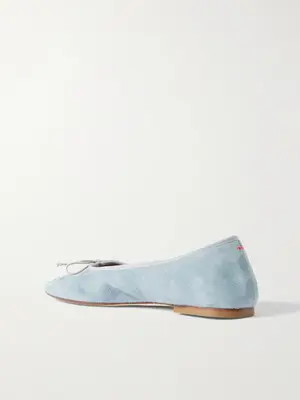 AeydĒ Tiby Bow-detailed Suede Ballet Flats - Blue