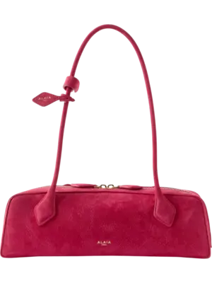 Alaïa Alaïa Le Teckel Medium Nubuck Shoulder Bag Fuchsia