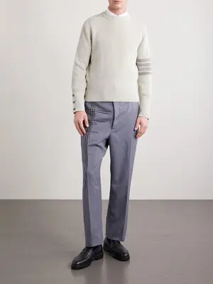 Thom Browne Slim-fit Striped Cotton Sweater - Neutrals