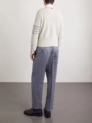 Thom Browne Slim-fit Striped Cotton Sweater - Neutrals