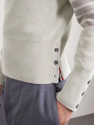 Thom Browne Slim-fit Striped Cotton Sweater - Neutrals