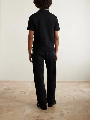 Saint Laurent Logo-embroidered Cotton-blend Piqué Polo Shirt - Black
