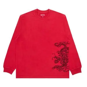 Supreme Dragon Embroidered Long-sleeve Top - Red