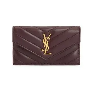 Saint Laurent Cassandre Fragments Card Holder - Wine