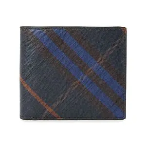 Burberry Check Short Wallet - Navy Blue