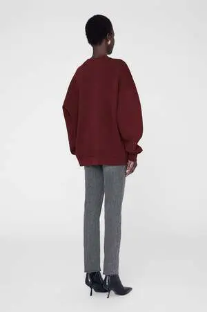 ANINE BING Miles Chenille Signature Sweatshirt - Cabernet