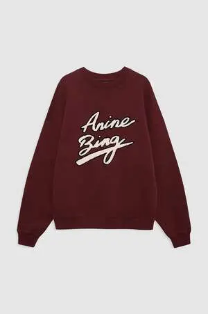 ANINE BING Miles Chenille Signature Sweatshirt - Cabernet