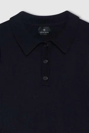 ANINE BING Lee Cashmere Polo Sweater - Navy
