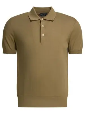 TOM FORD Cotton Knit Polo Shirt - Beige